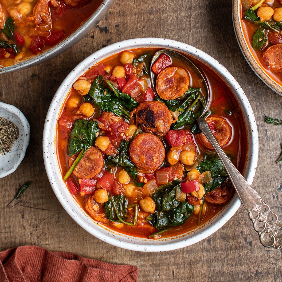 Chickpea Sofrito Soup with Sausage - Cherry on My Sundae