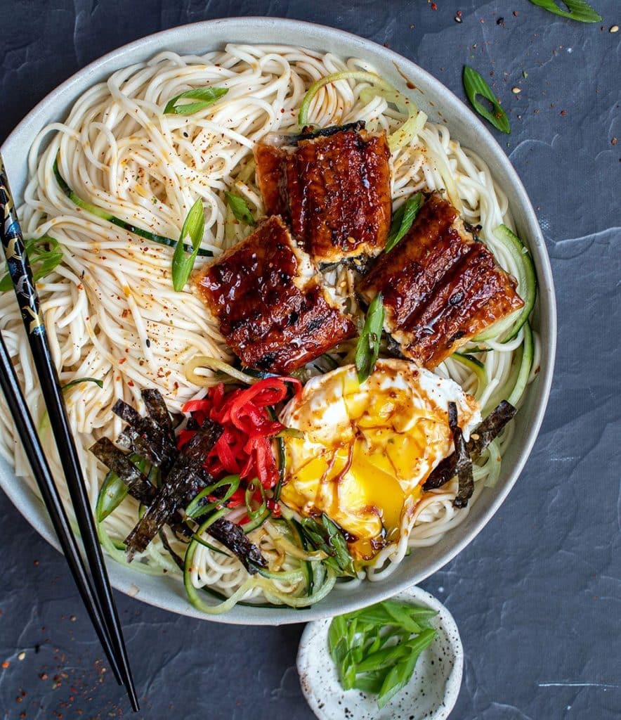 Cold Ramen Noodles with Broiled Unagi - Cherry on My Sundae