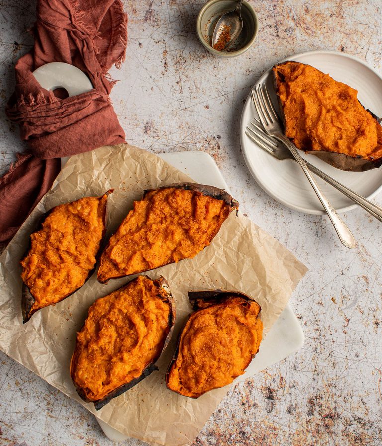 Twice Baked Miso Sweet Potatoes with Togarashi - Cherry on My Sundae