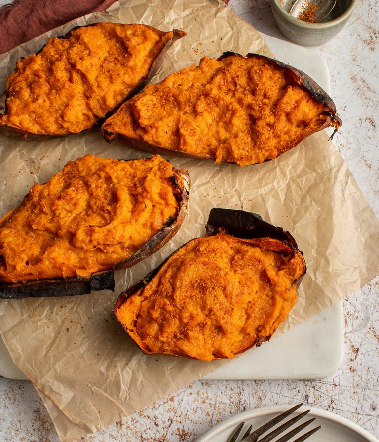 Twice Baked Miso Sweet Potatoes with Togarashi - Cherry on My Sundae