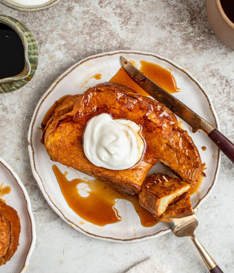 Sweet Potato French Toast with Apple Cider Syrup - Cherry on My Sundae