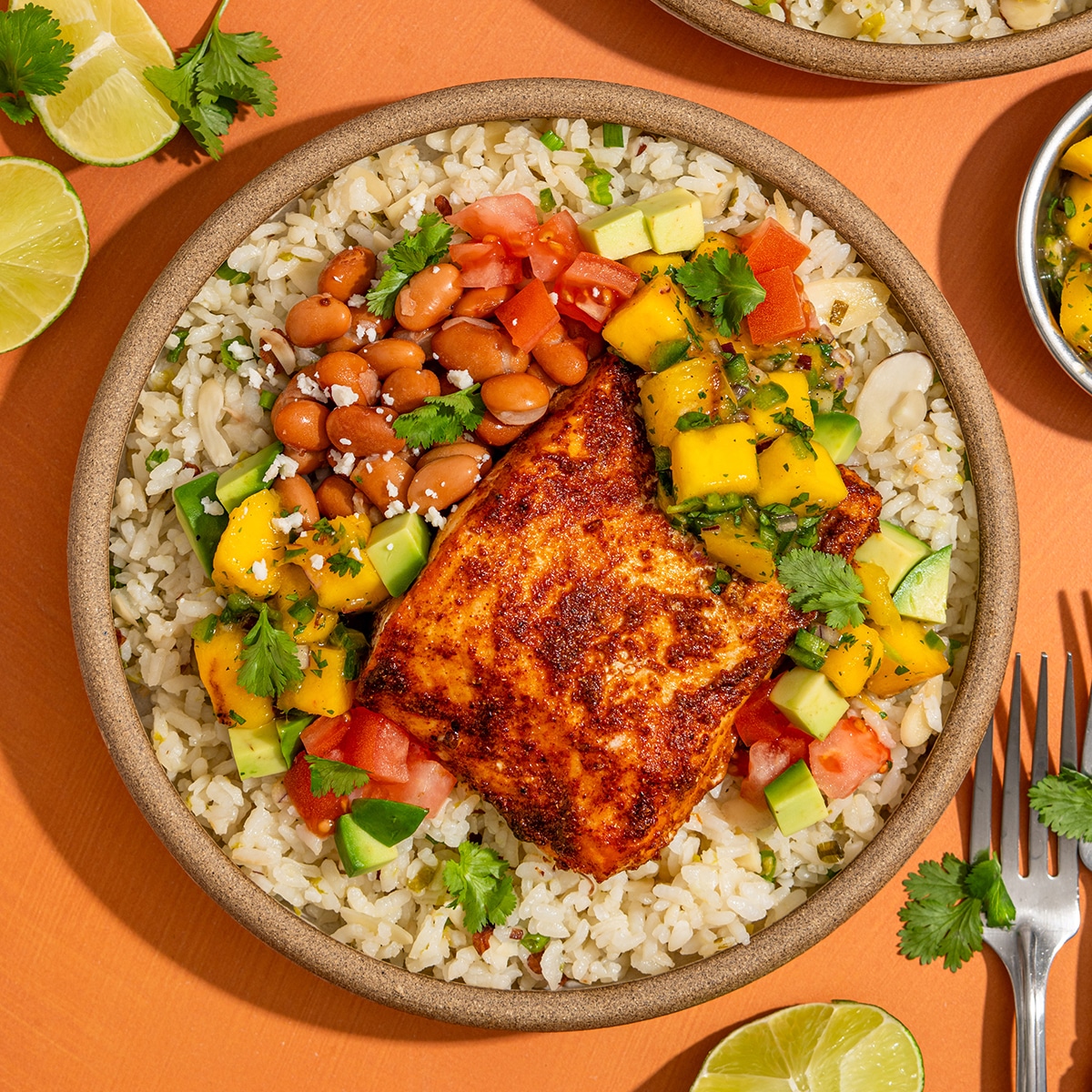 Fish Taco Bowls with Charred Mango Salsa - Cherry on My Sundae