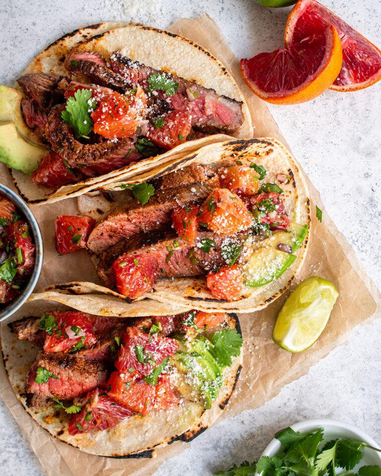 Blackened Steak Tacos with Blood Orange Salsa - Cherry on My Sundae