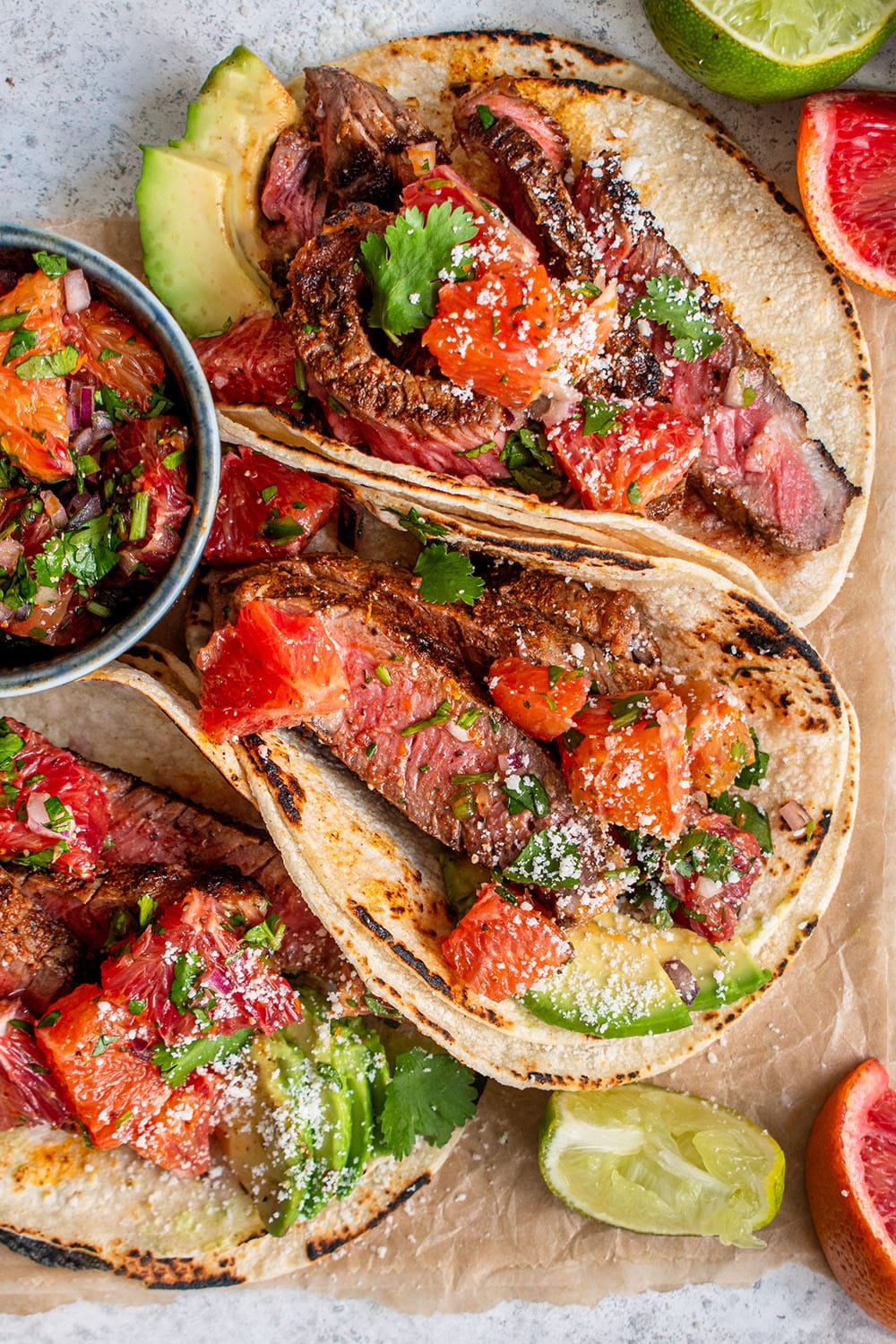 Blackened Steak Tacos with Blood Orange Salsa - Cherry on My Sundae