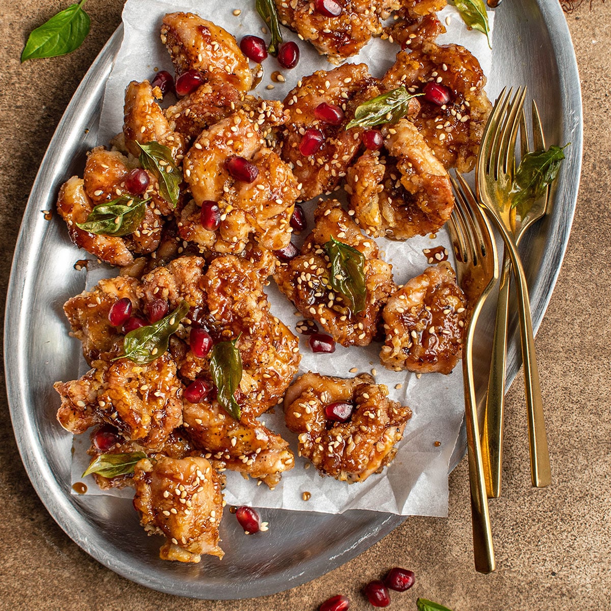 Pomegranate Glazed Popcorn Chicken - Cherry on My Sundae