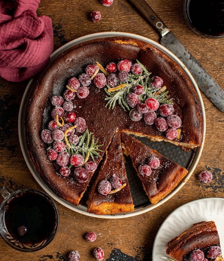 Mulled Wine Caramel Basque Cheesecake - Cherry on My Sundae