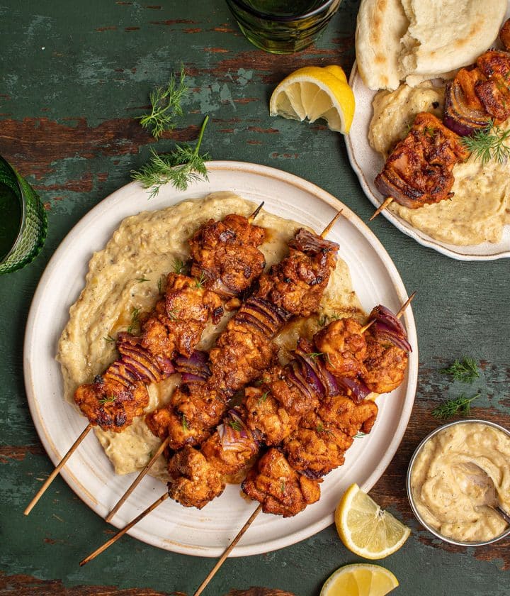 Lebanese Chicken Skewers with Zucchini Babaghanoush - Cherry on My Sundae