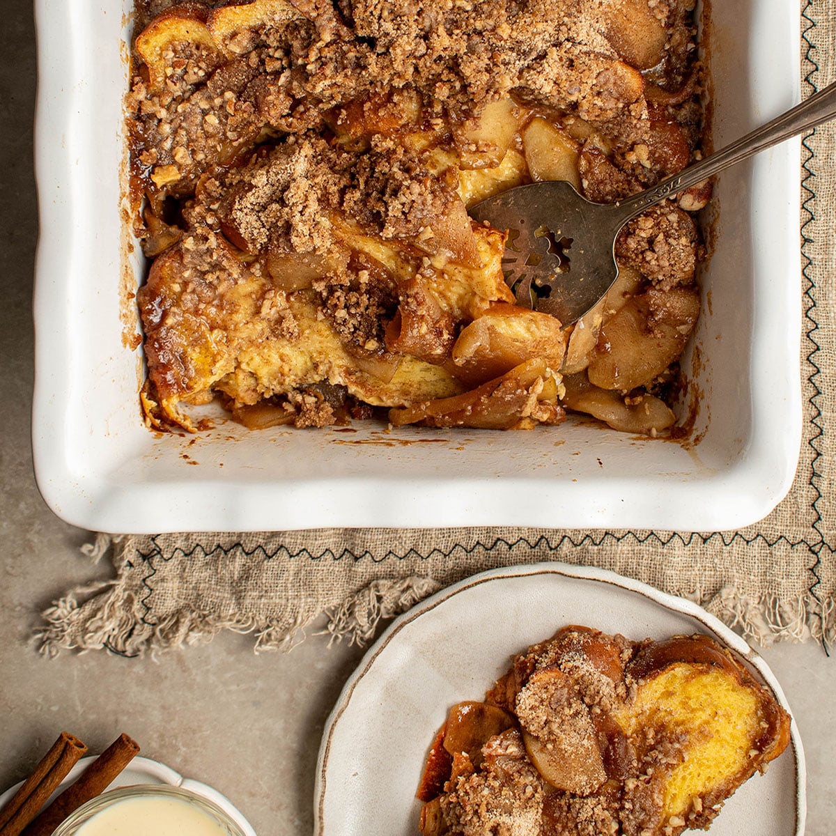 Overnight Eggnog Apple French Toast - Cherry on My Sundae