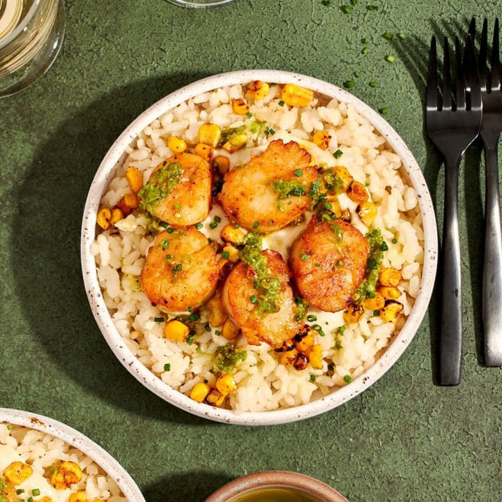 Seared Scallops with Corn Rice - Cherry on My Sundae