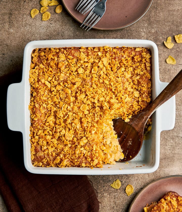 Cajun Corn Casserole with Cornflake Crust - Cherry on My Sundae