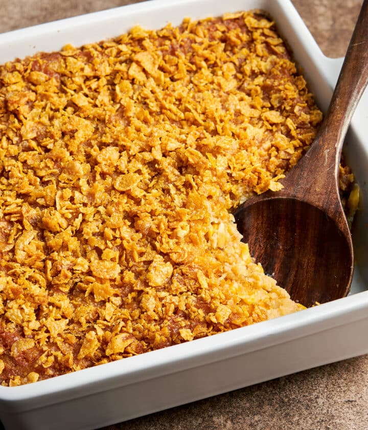 Cajun Corn Casserole with Cornflake Crust - Cherry on My Sundae