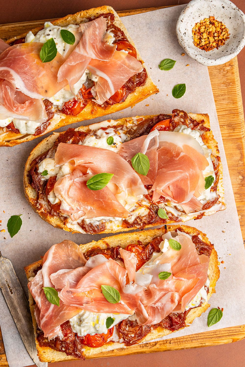 Burrata and Prosciutto French Bread Pizza - Cherry on My Sundae