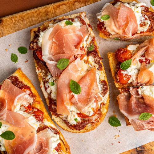 Burrata and Prosciutto French Bread Pizza - Cherry on My Sundae