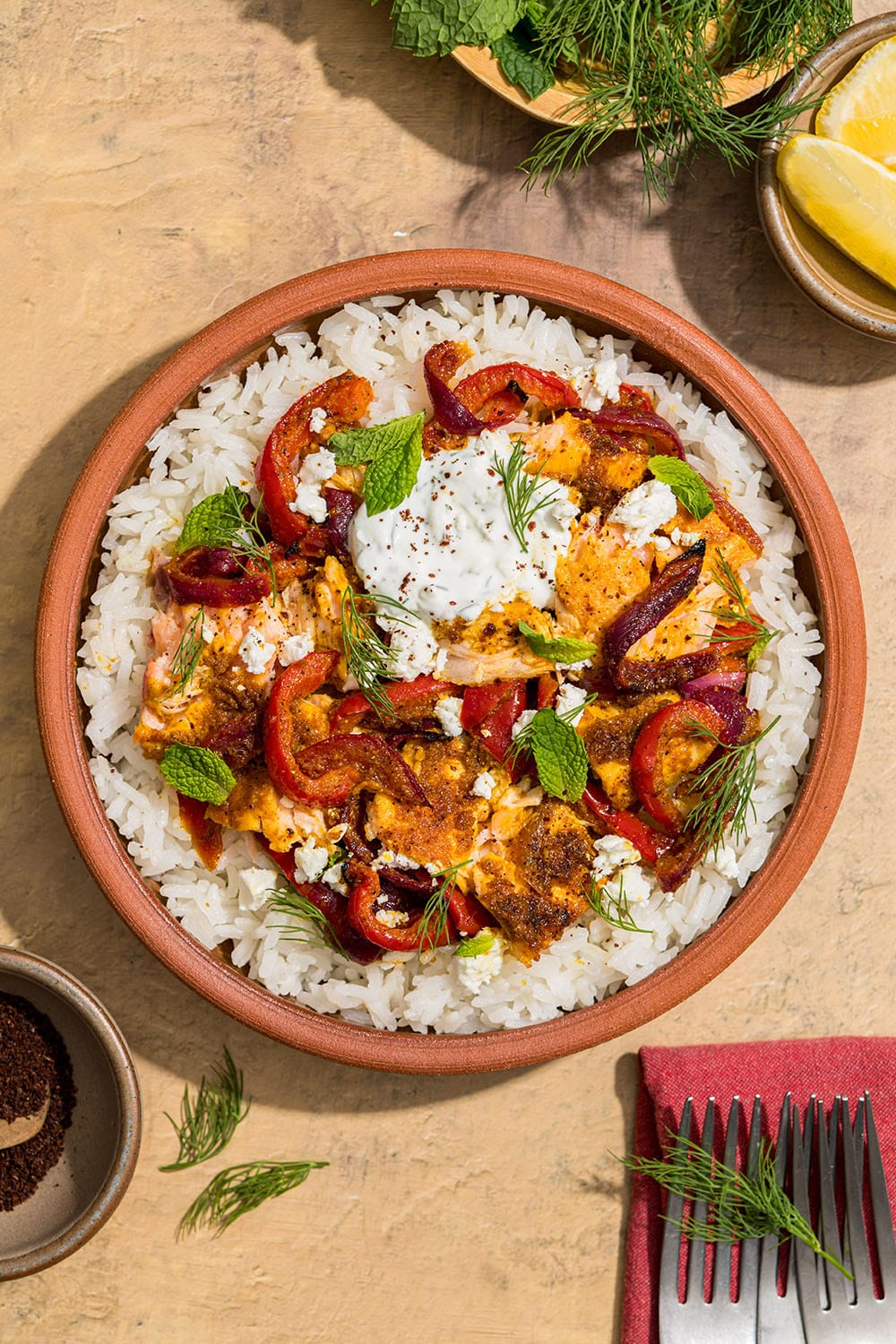 Salmon Shawarma Bowl - Cherry on My Sundae