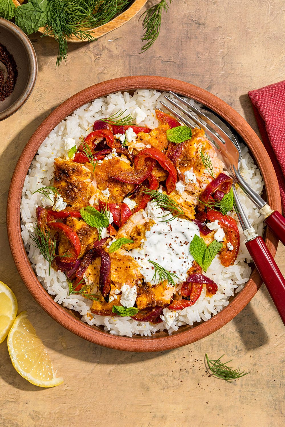 Salmon Shawarma Bowl - Cherry on My Sundae