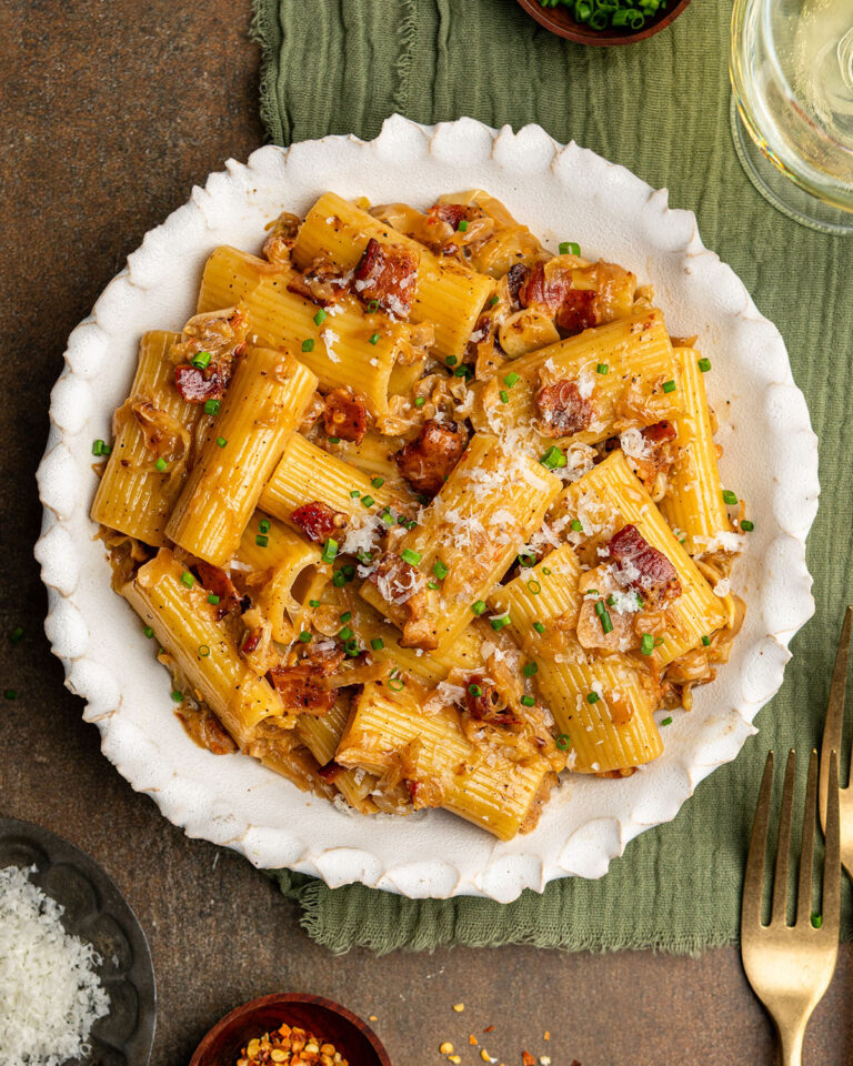 Caramelized Cabbage and Bacon Pasta - Cherry on My Sundae